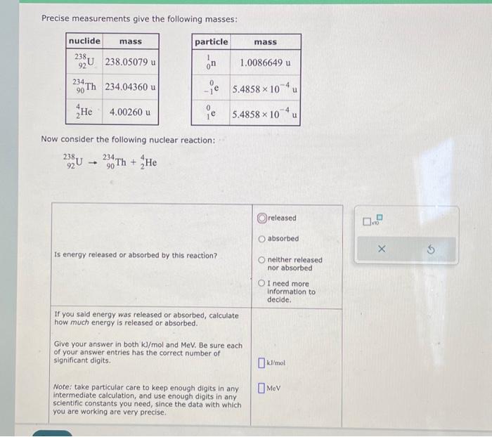 Solved Precise measurements give the following masses: Now | Chegg.com