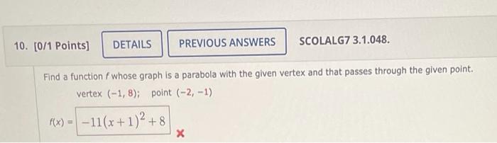 Solved 10. [0/1 Points) DETAILS PREVIOUS ANSWERS SCOLALG7 | Chegg.com