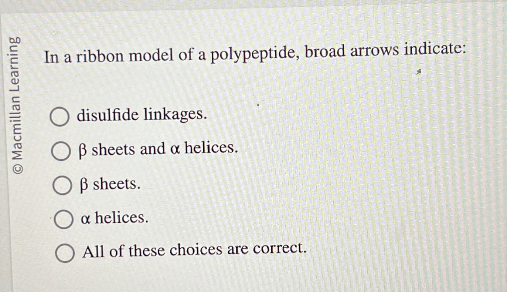 Solved In A Ribbon Model Of A Polypeptide Broad Arrows
