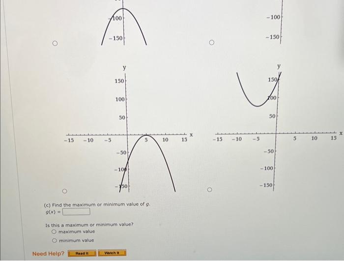 Solved A quadratic function g is given. g(x)=3x2−30x+76 (a) | Chegg.com