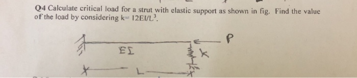 Solved Q4 Calculate critical load for a strut with elastic | Chegg.com