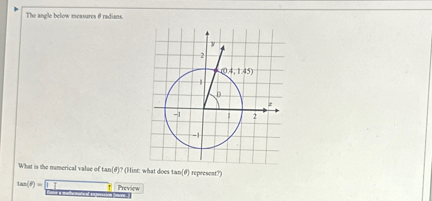Solved The angle below measures θ ﻿radians.What is the | Chegg.com