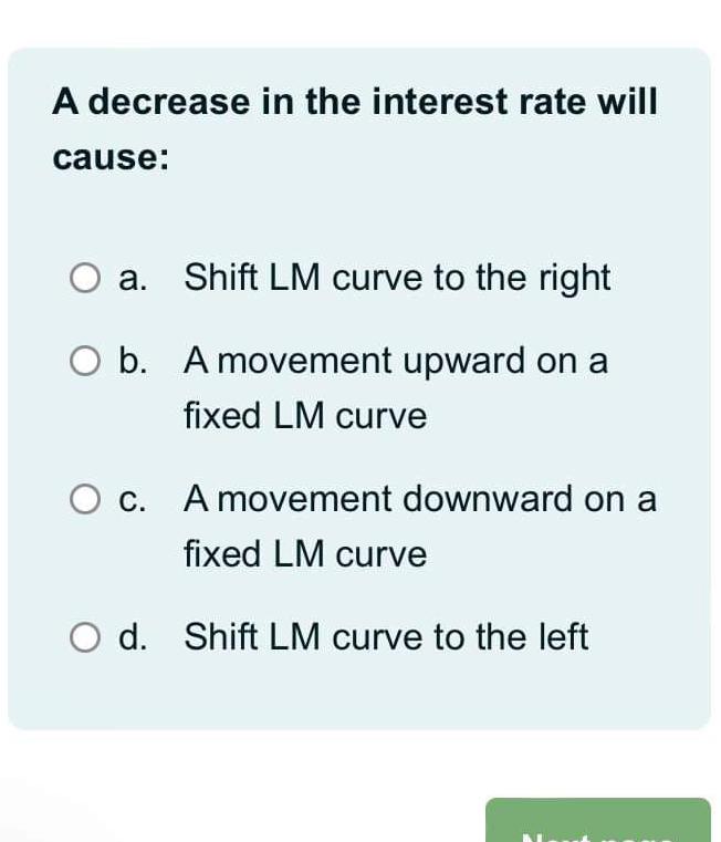 Solved A decrease in the interest rate will cause:a. ﻿Shift | Chegg.com