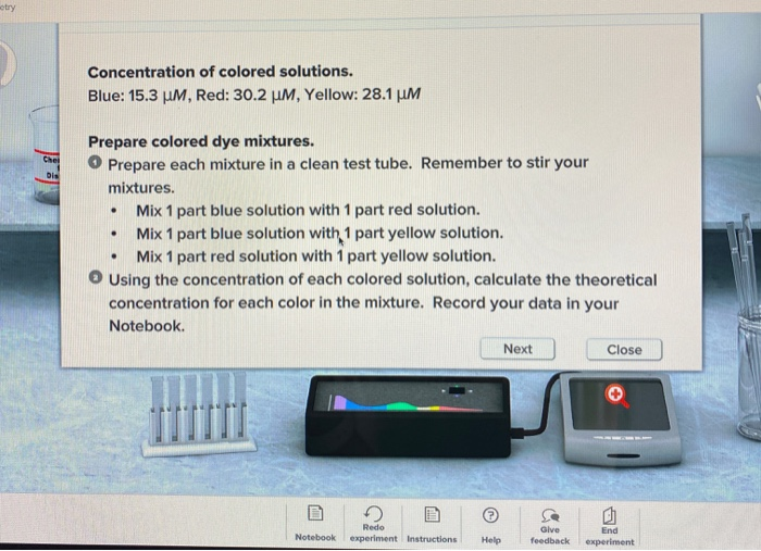 try Concentration of colored solutions. Blue: 15.3 | Chegg.com