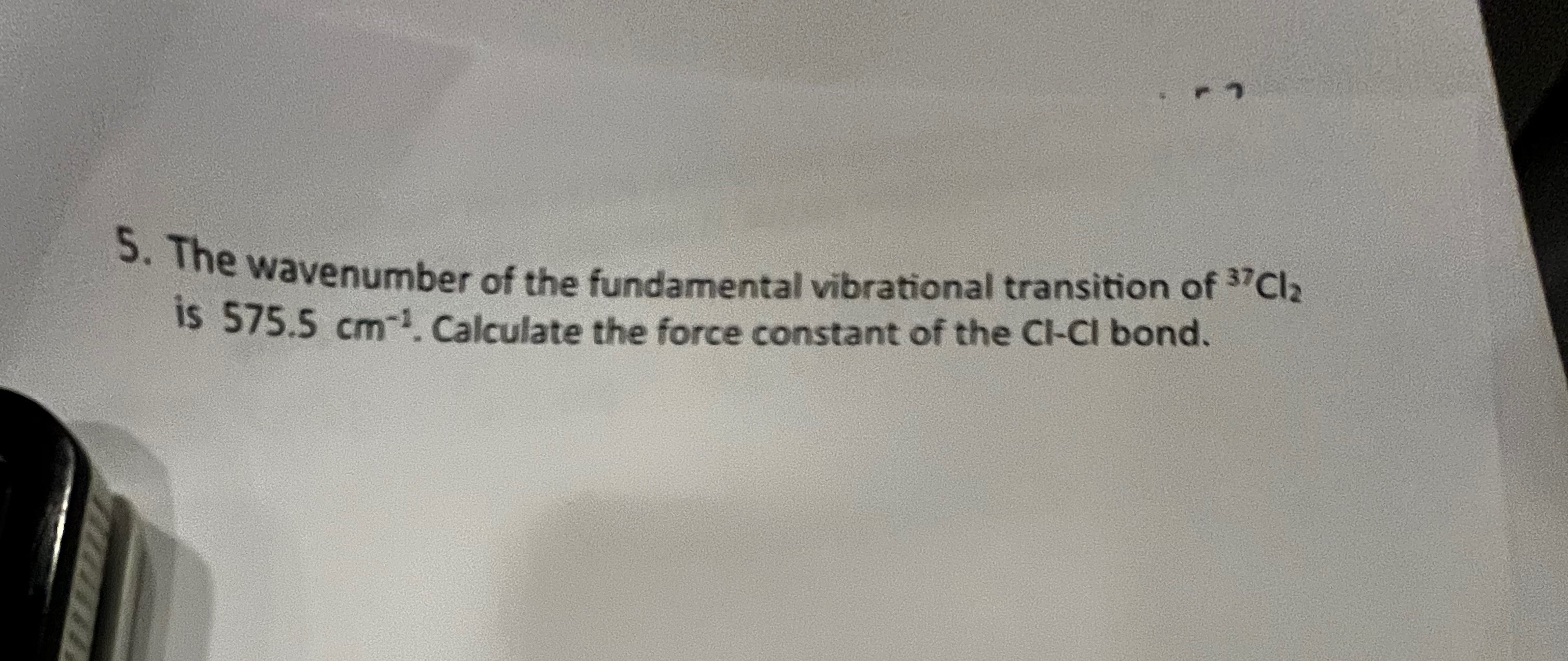 Solved The wavenumber of the fundamental vibrational | Chegg.com