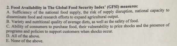 Solved 2. Food Availability in The Global Food Security | Chegg.com