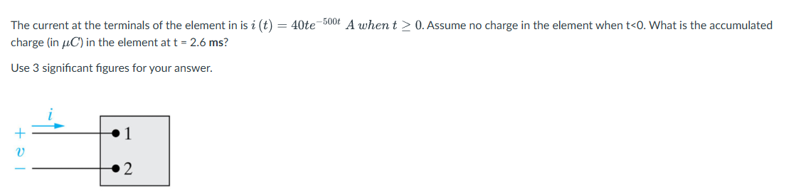 Solved The current at ﻿the terminals of ﻿the element | Chegg.com