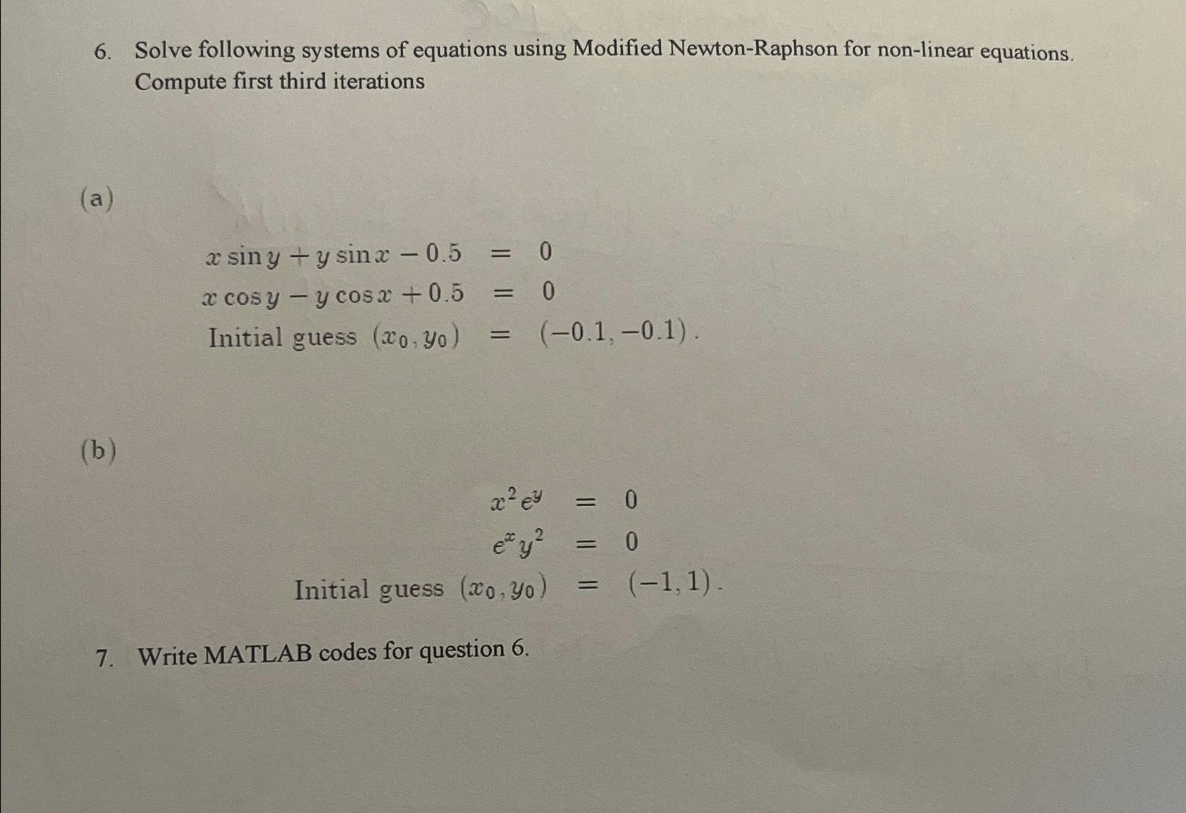 Solved Solve following systems of equations using Modified | Chegg.com