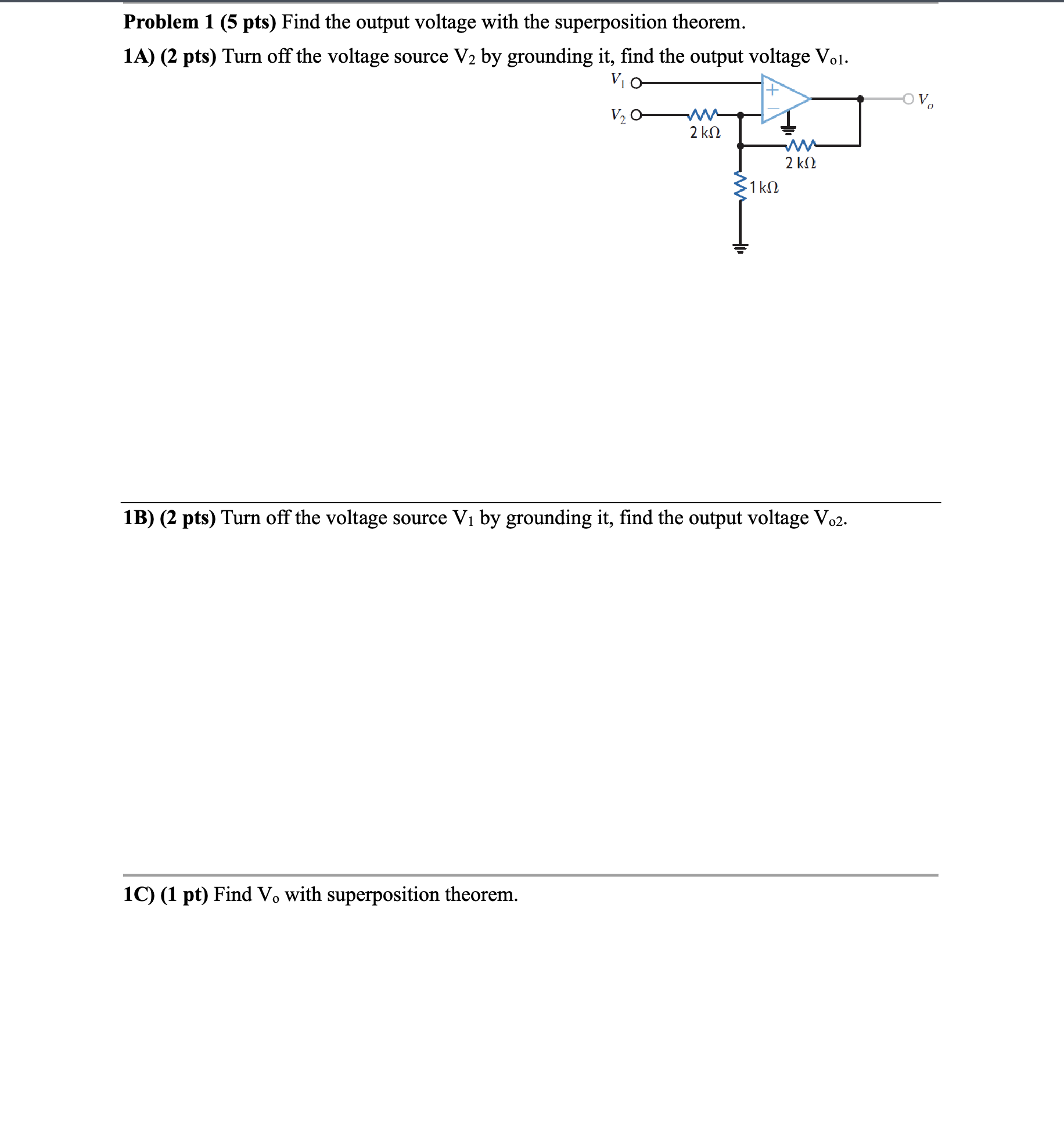 Solved Problem 1 (5 pts) Find the output voltage with the | Chegg.com Solved Problem 1 (5 pts) Find the output voltage with the | Chegg.com