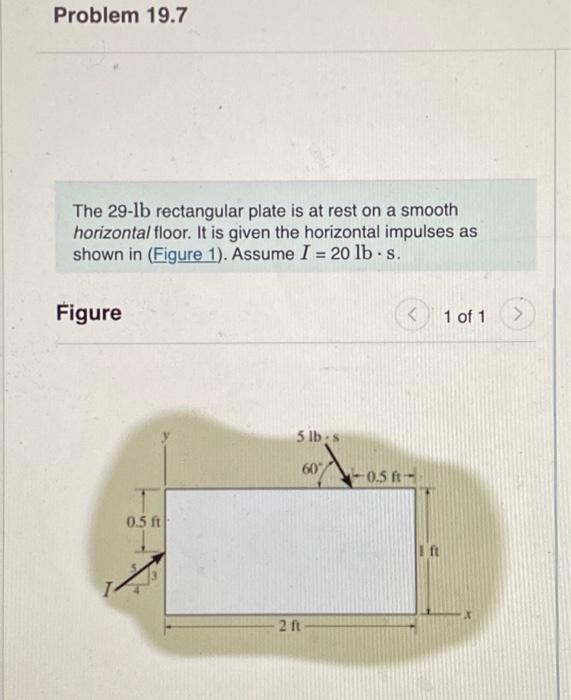 Solved The 29-lb rectangular plate is at rest on a smooth | Chegg.com