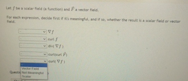 please help Let f ﻿be a scalar field (a function) | Chegg.com