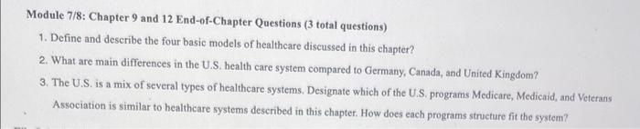 Solved Module 7/8: Chapter 9 and 12 End-of-Chapter Questions | Chegg.com