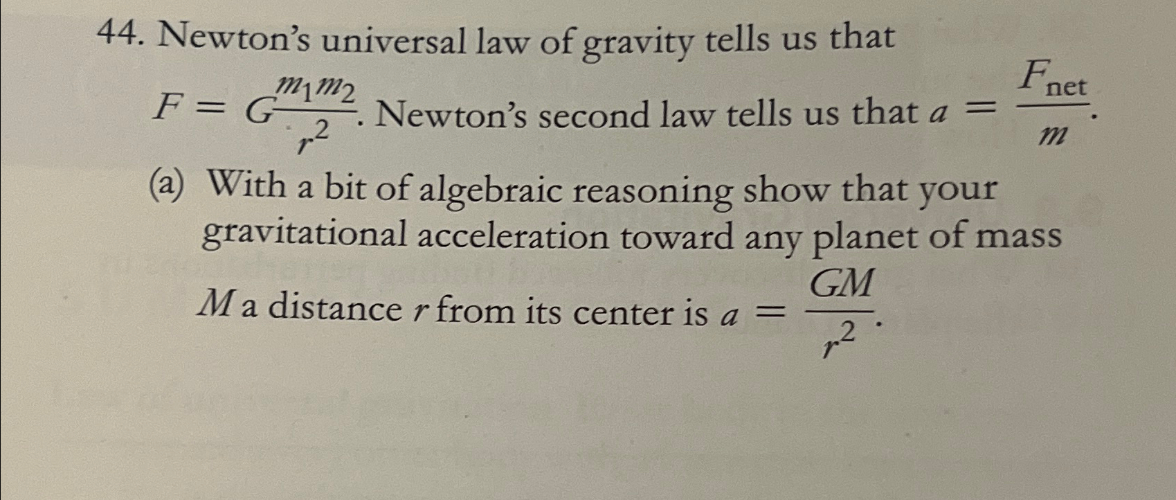 Solved Newton's universal law of gravity tells us that | Chegg.com