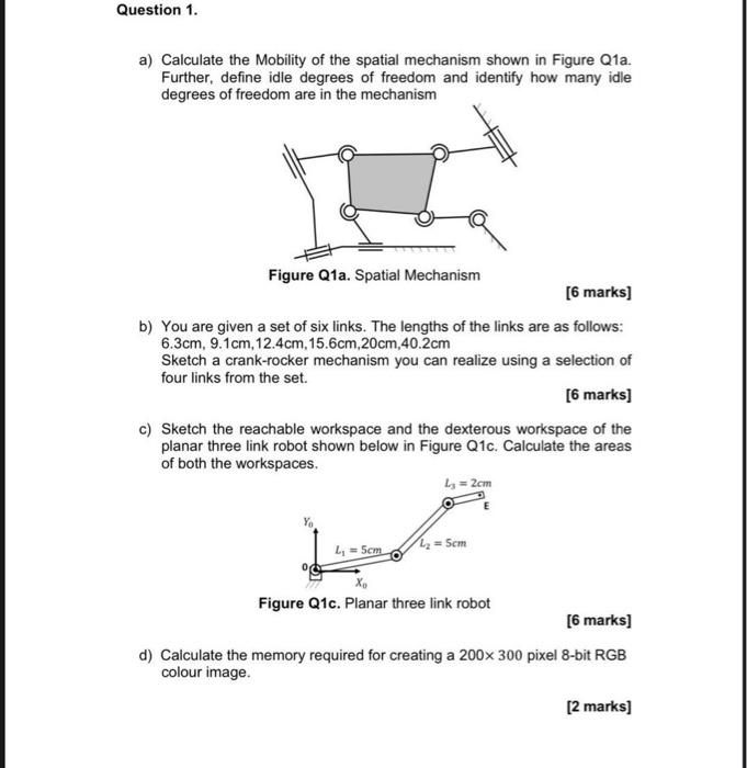 Solved Question 1. a) Calculate the Mobility of the spatial | Chegg.com