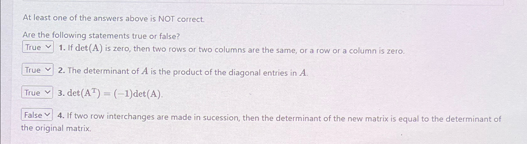 Solved At least one of the answers above is NOT | Chegg.com