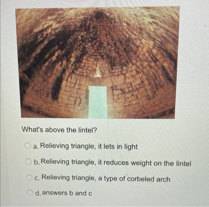 Solved What's above the lintel? a. Relieving triangle, it | Chegg.com