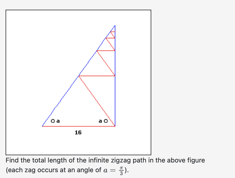 Solved Find the total length of the infinite zigzag path in | Chegg.com