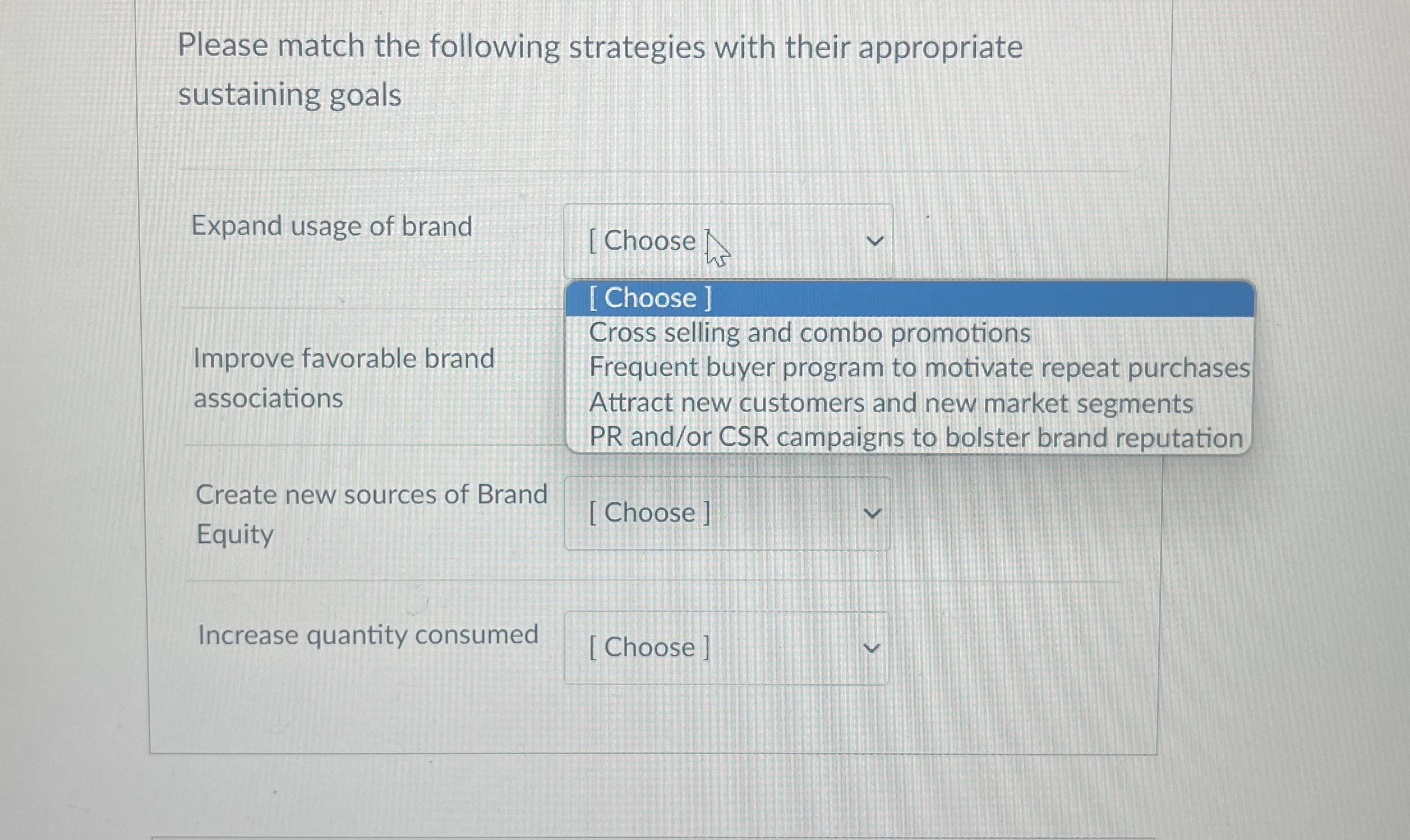 Solved Please match the following strategies with their | Chegg.com