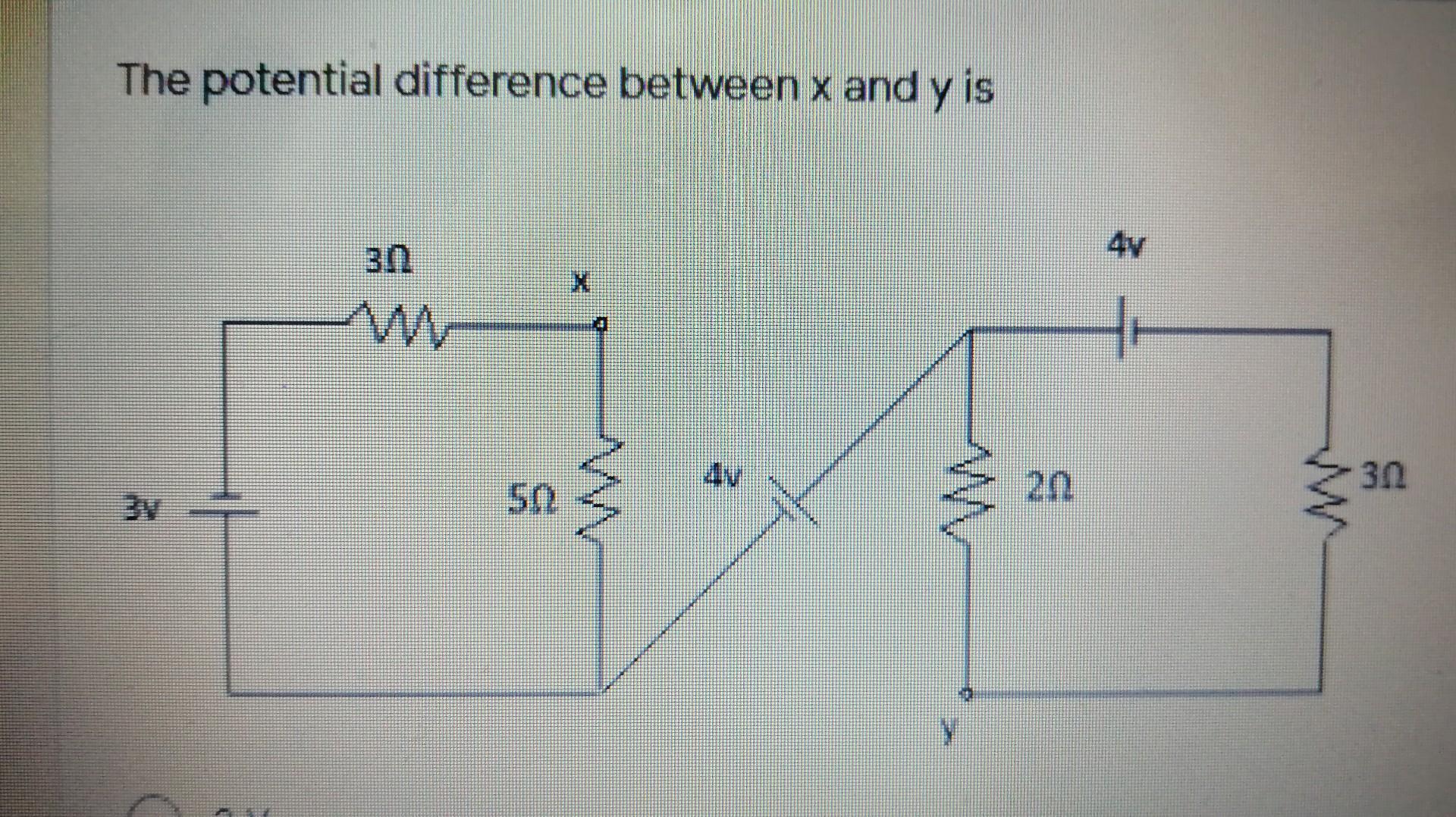 Solved The potential difference between x and y is - 3v | Chegg.com