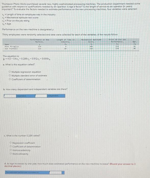 Solved Thompson Photo Works purchased severol new, highly | Chegg.com