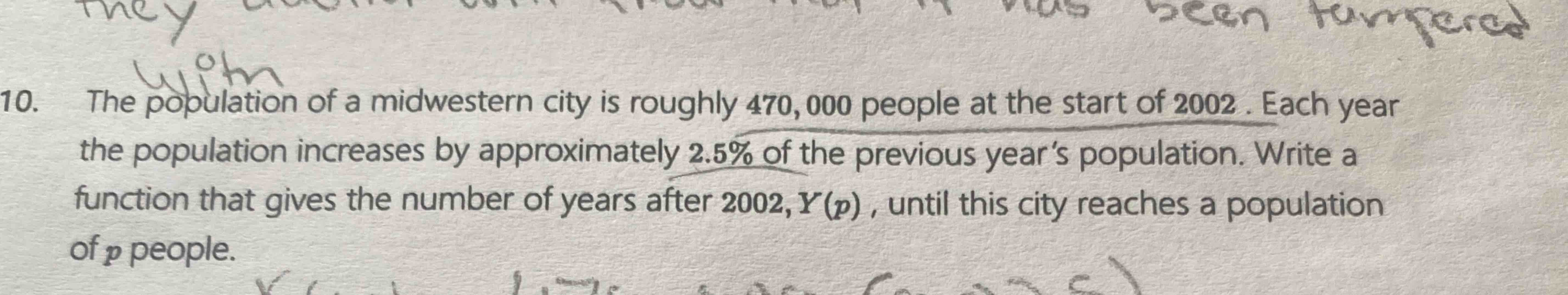 Solved The population of a midwestern city is roughly | Chegg.com
