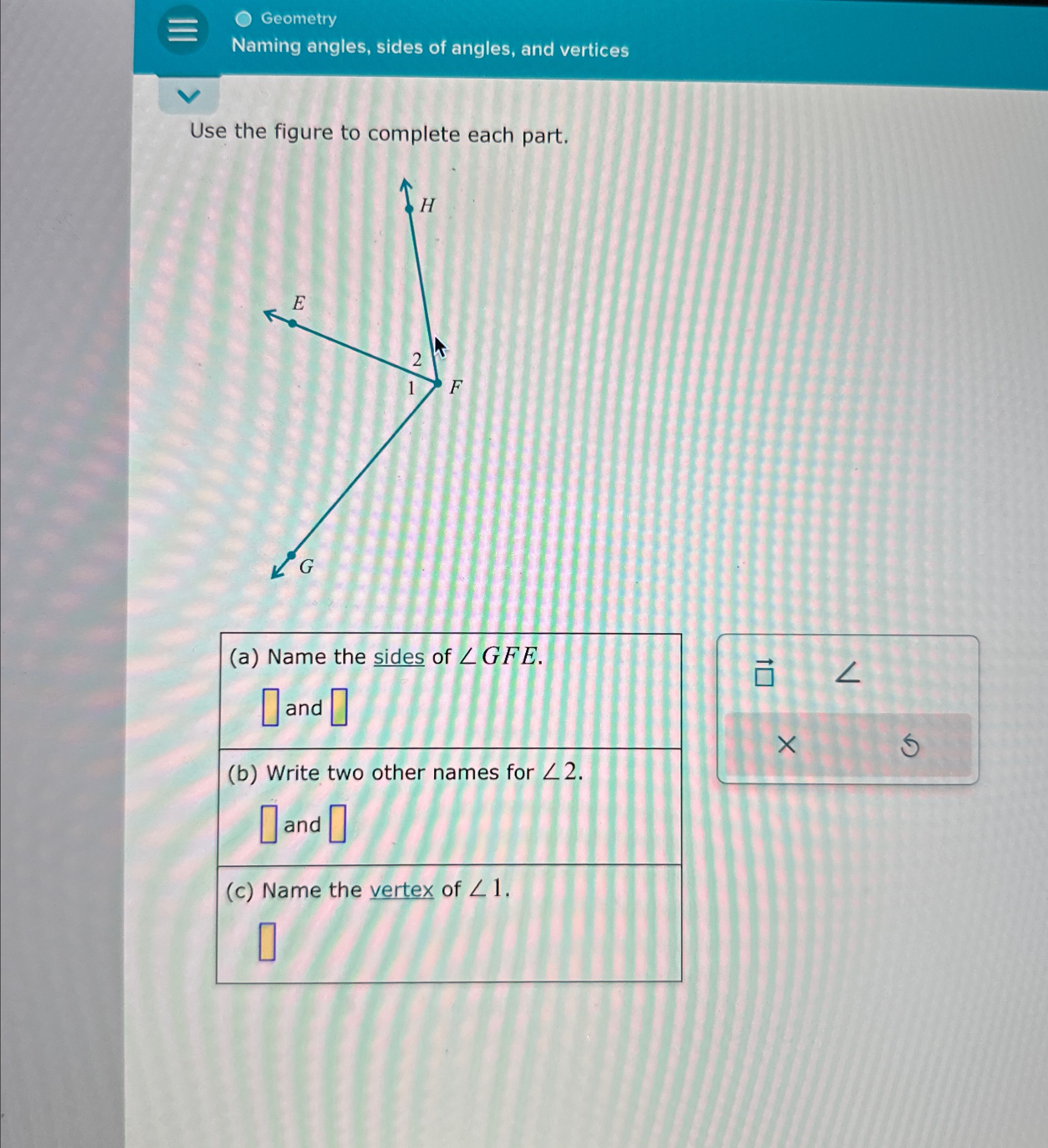 Solved GeometryNaming angles, sides of angles, and | Chegg.com