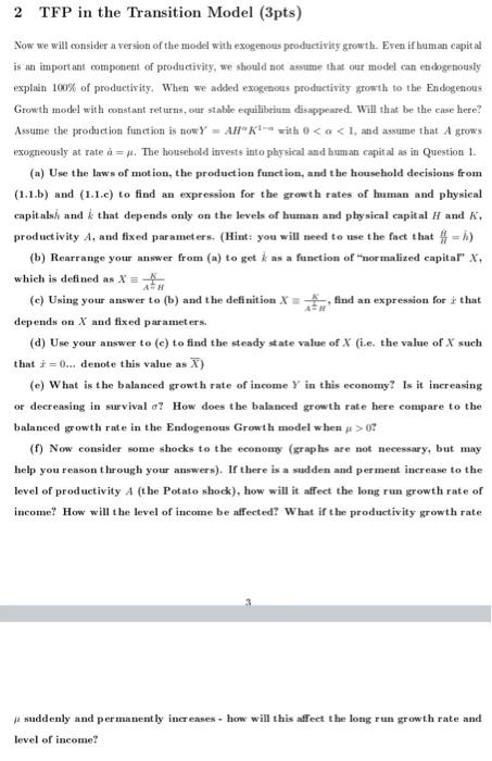 Solved Now we will consider a ver sion of the model with | Chegg.com