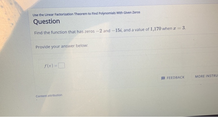 Solved Use the Linear Factorization Theorem to Find | Chegg.com
