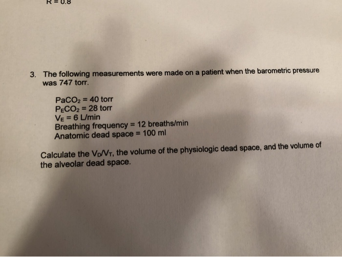 Solved R = U.8 3. The following measurements were made on a | Chegg.com