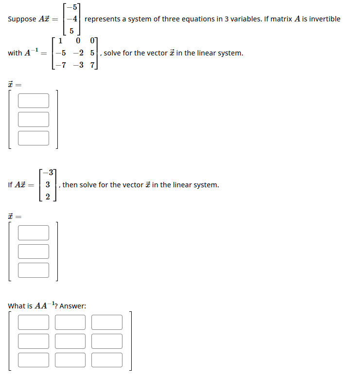 If ﻿Avec(x)=[-332], ﻿then solve for the vector | Chegg.com