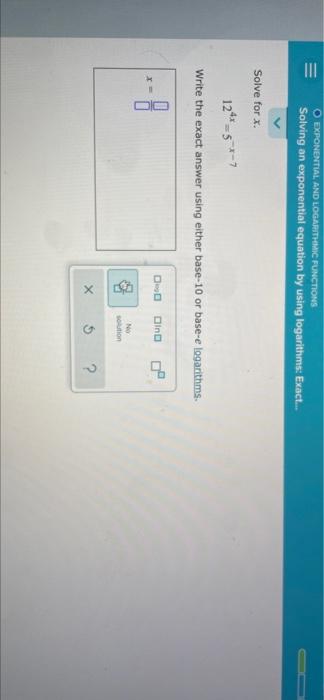 Solved III EXPONENTIAL AND LOGARITHMIC FUNCTIONS Solving an | Chegg.com