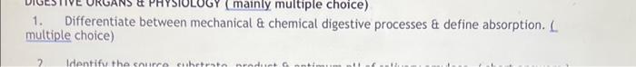 Solved 1. Differentiate between mechanical \& chemical | Chegg.com