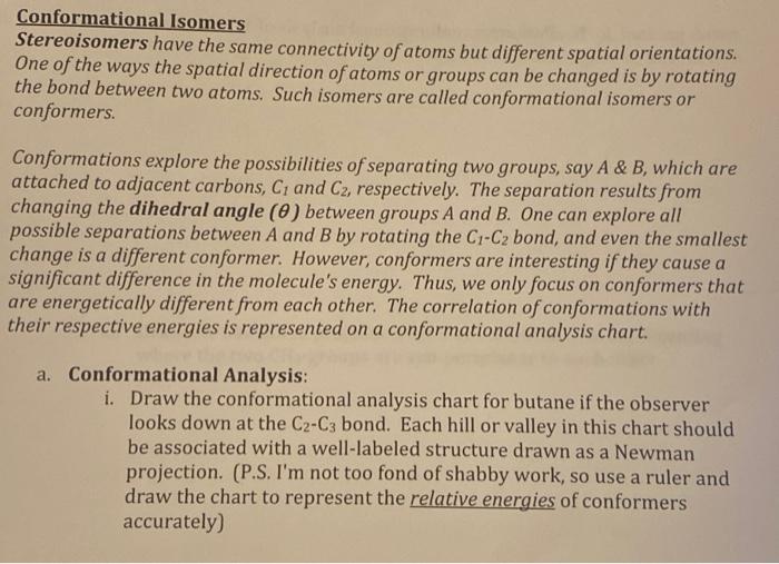Solved Conformational Isomers Stereoisomers have the same | Chegg.com