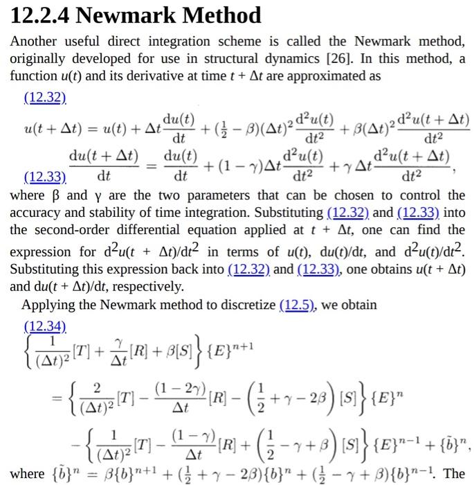Solved 12.2.4 Newmark Method Another useful direct | Chegg.com