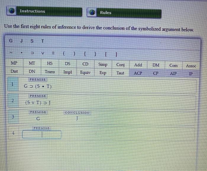Solved Instructions Rules Use the first eight rules of | Chegg.com