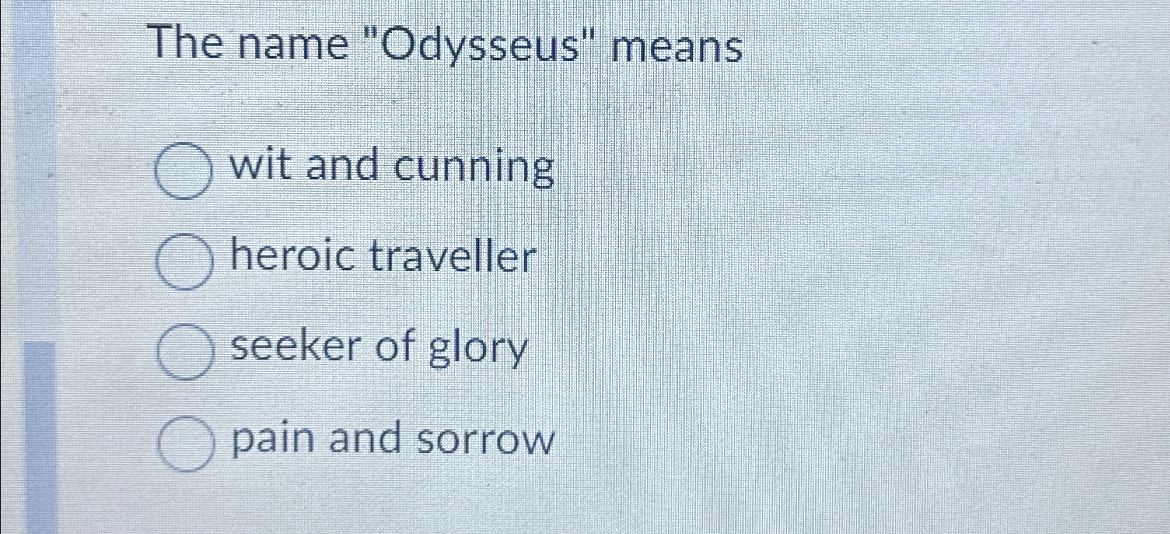 Solved The name "Odysseus" meanswit and cunningheroic | Chegg.com