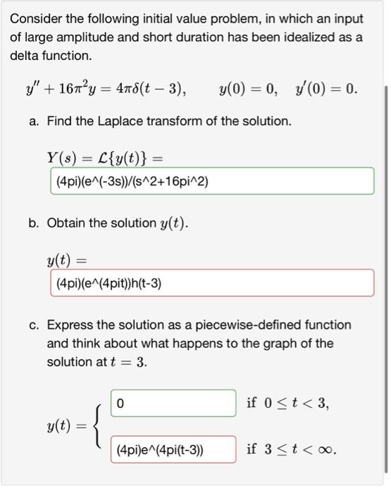 Solved Consider the following initial value problem, in | Chegg.com