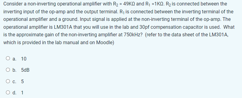 Solved Consider a non-inverting operational amplifier with | Chegg.com