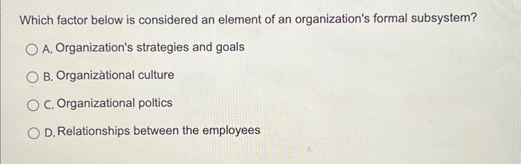 Solved Which factor below is considered an element of an | Chegg.com