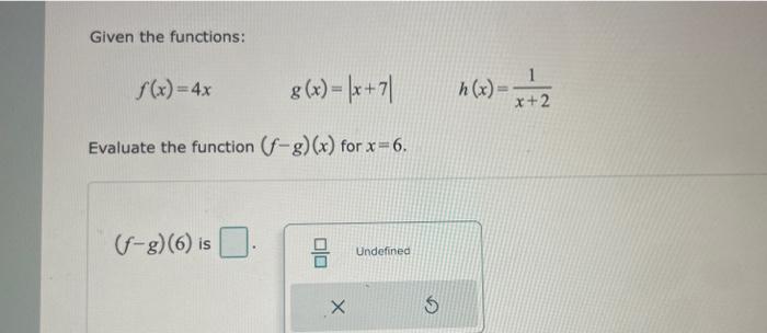 Solved Given the functions: f(x)=−5xg(x)=∣x+4∣h(x)=x−71 | Chegg.com