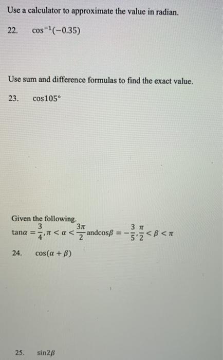 Solved Use a calculator to approximate the value in radian. | Chegg.com