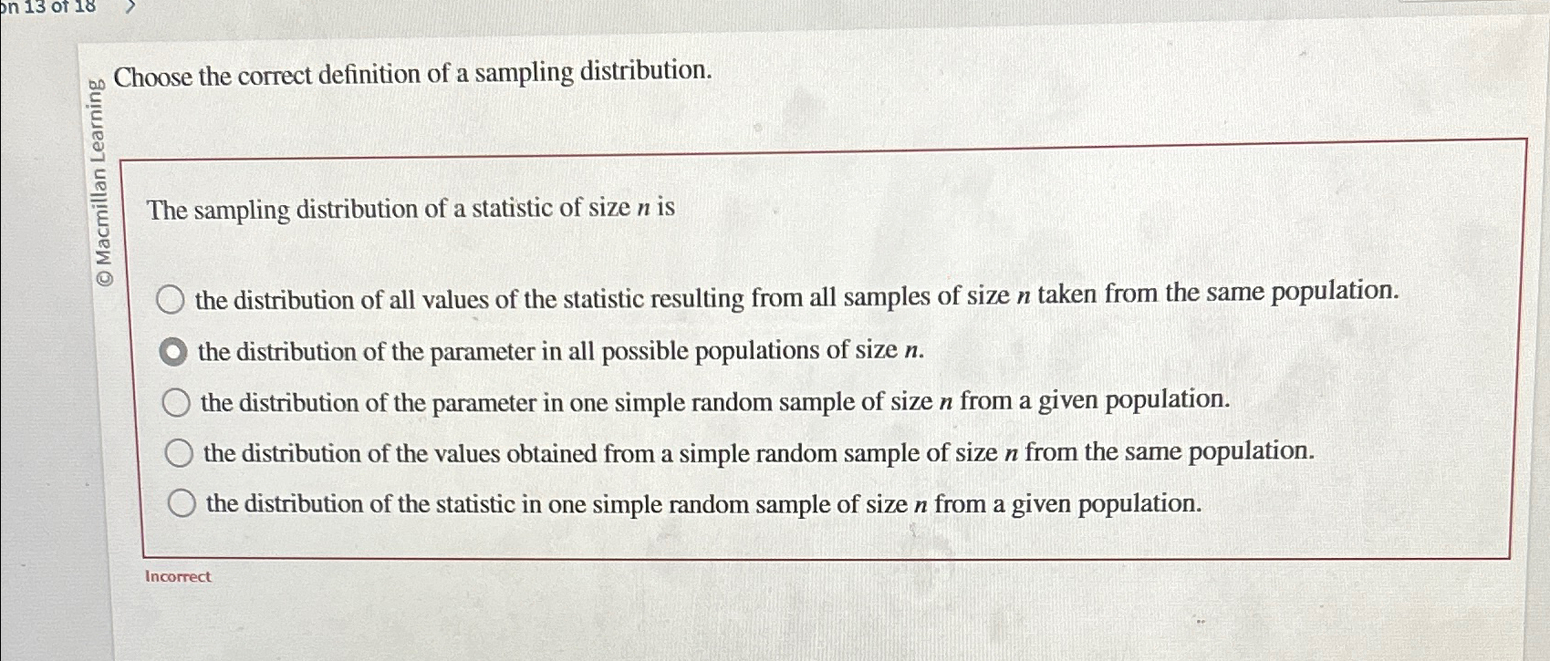 Solved Choose the correct definition of a sampling | Chegg.com