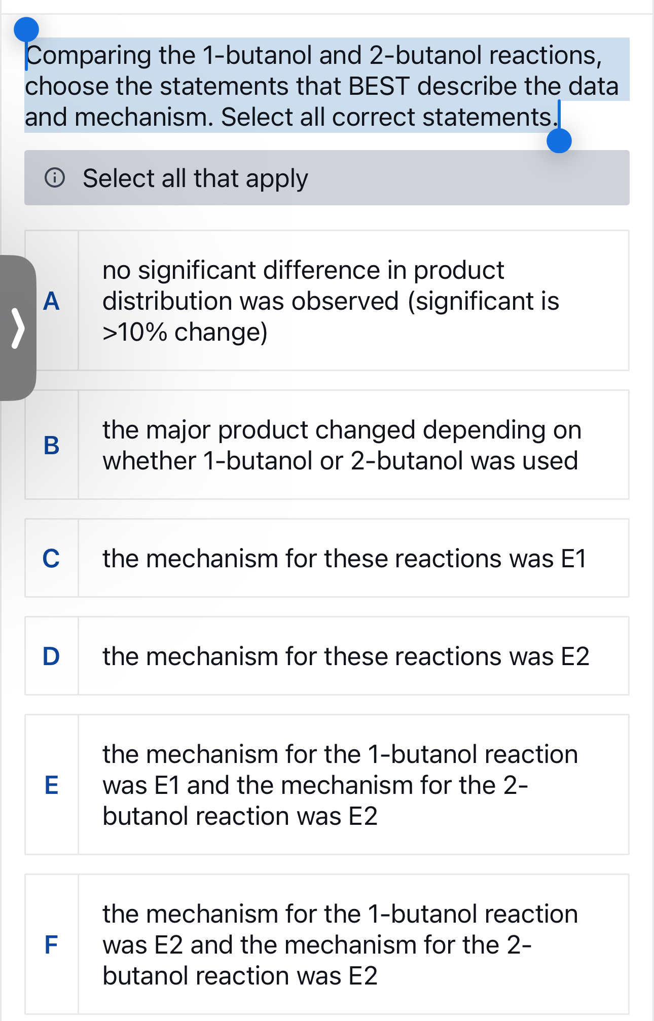 Comparing the 1-butanol and 2-butanol reactions, | Chegg.com