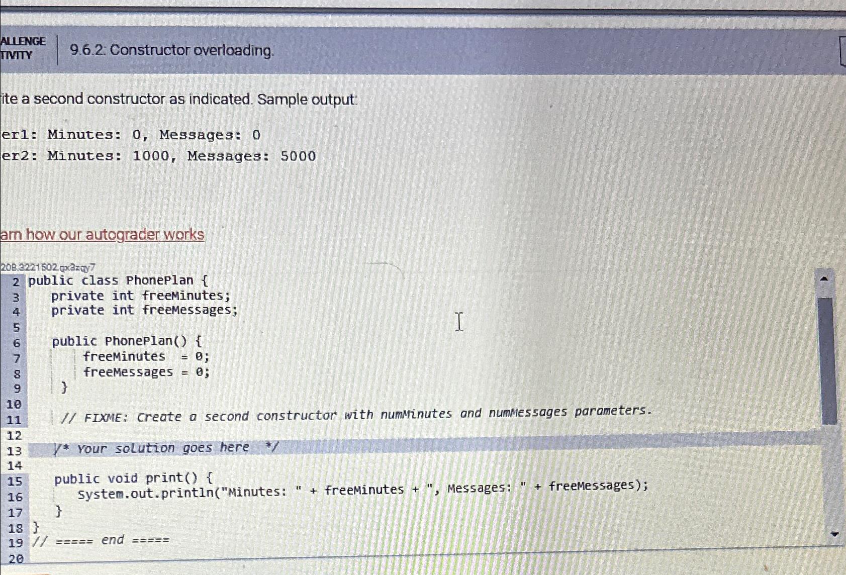 Solved 9.6.2: Constructor overloading.ite a second | Chegg.com