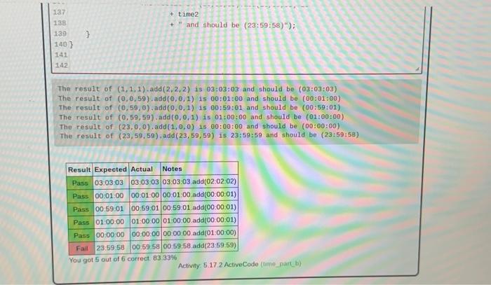 Solved Part b. Write the method add (Time of fset ) which | Chegg.com