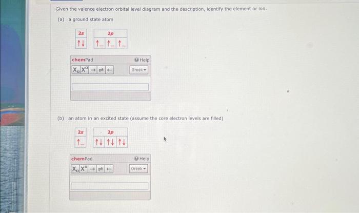 Solved Given the valence electron orbital level diagram and | Chegg.com