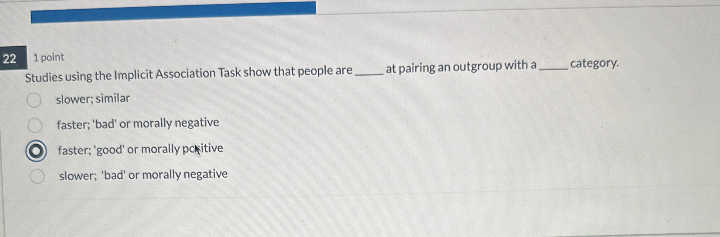 Solved 1 ﻿pointStudies using the Implicit Association Task | Chegg.com