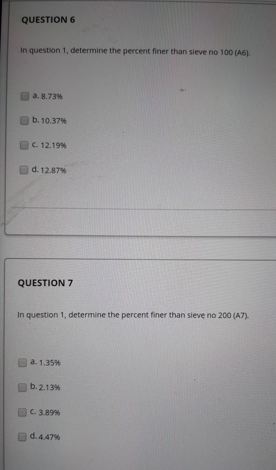 Solved QUESTION 1 The following are the results of a sieve | Chegg.com