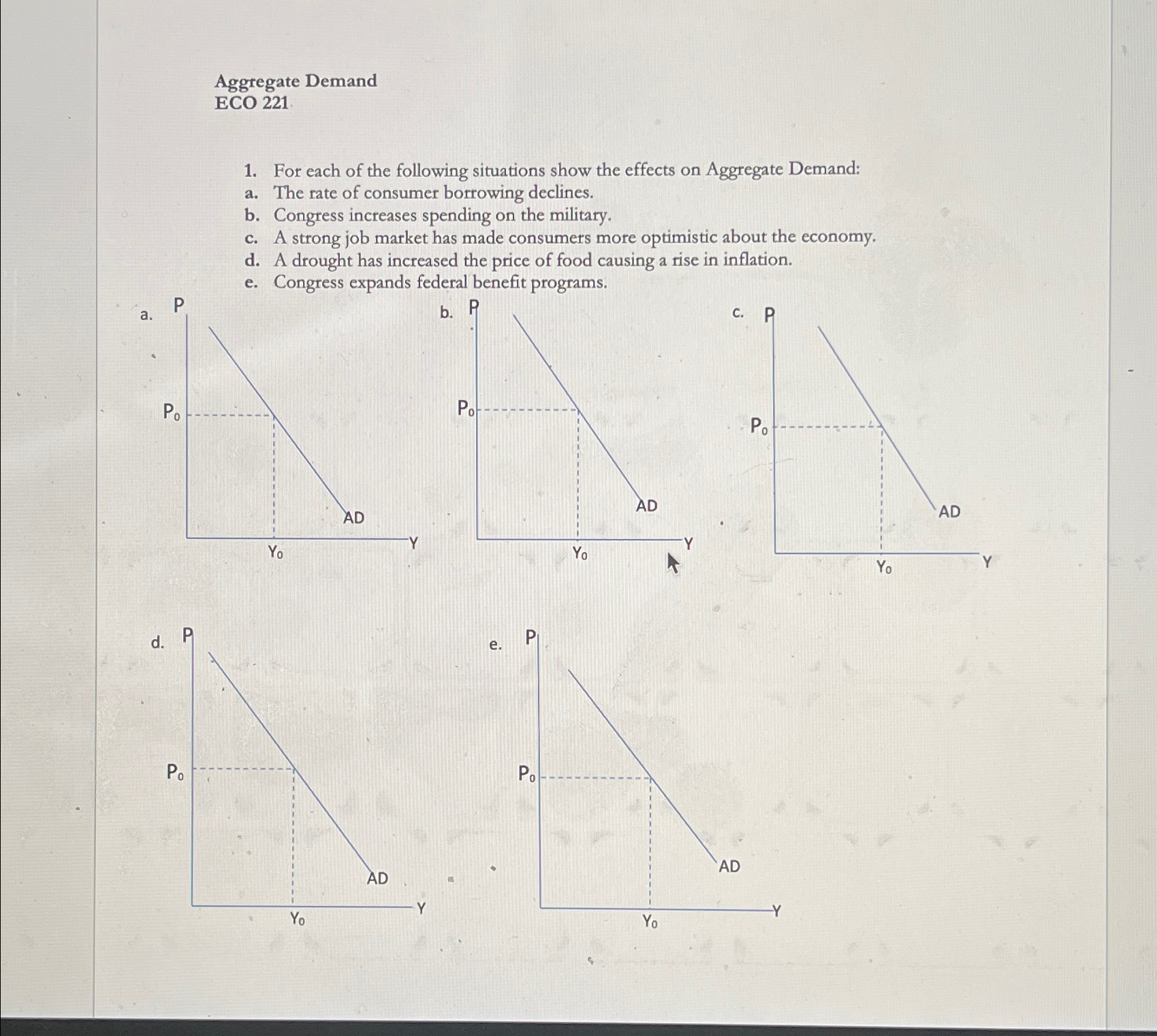 Solved Aggregate DemandECO 221.For each of the following | Chegg.com