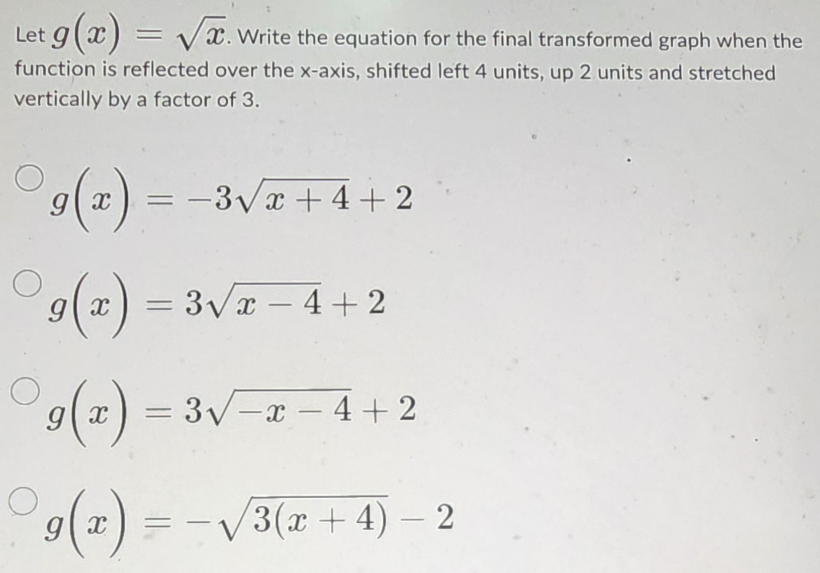 Solved Let g(x)=x2. ﻿Write the equation for the final | Chegg.com
